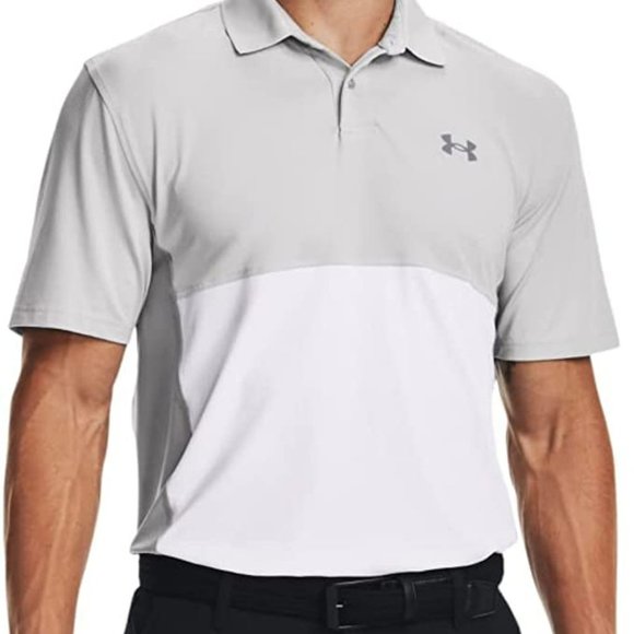 Under Armour | Shirts | Under Armour Mens Performance Blocked Golf Polo Color Halo Gray Jet Gray ...